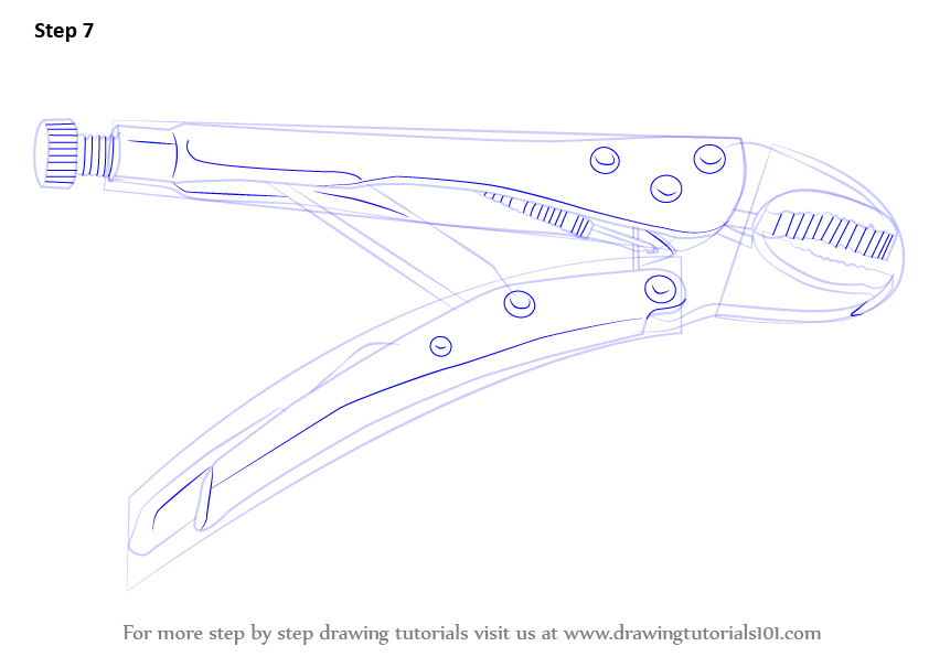 How to Draw Mole Wrench (Tools) Step by Step | DrawingTutorials101.com