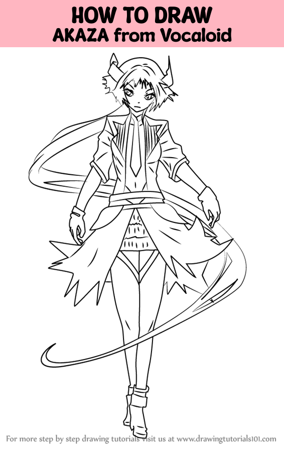 How to Draw AKAZA from Vocaloid (Vocaloid) Step by Step ...
