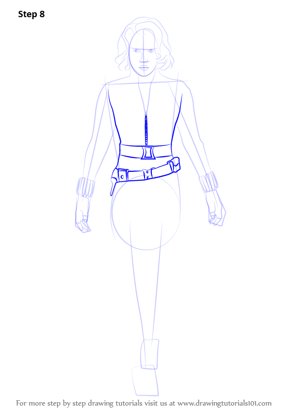 How to Draw Natasha Romanoff aka Black Widow (Characters) Step by Step ...