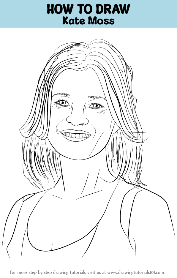 How to Draw Kate Moss (Female Models) Step by Step ...