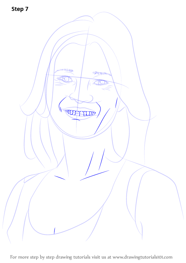 How to Draw Kate Moss (Female Models) Step by Step ...