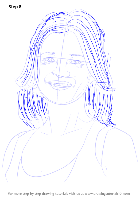 How to Draw Kate Moss (Female Models) Step by Step ...