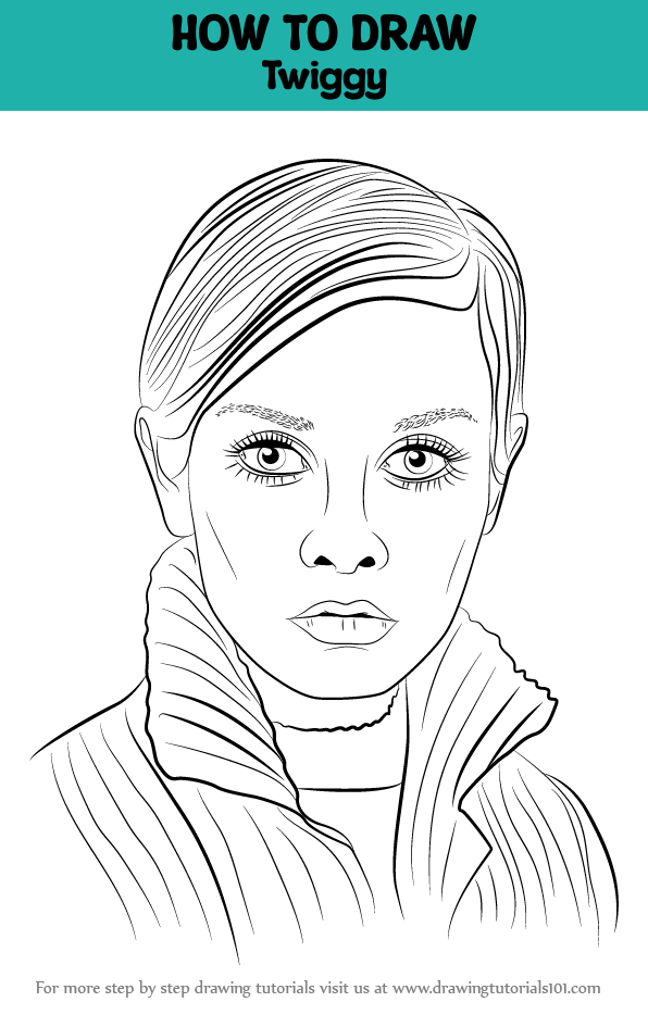 How to Draw Twiggy (Female Models) Step by Step | DrawingTutorials101.com