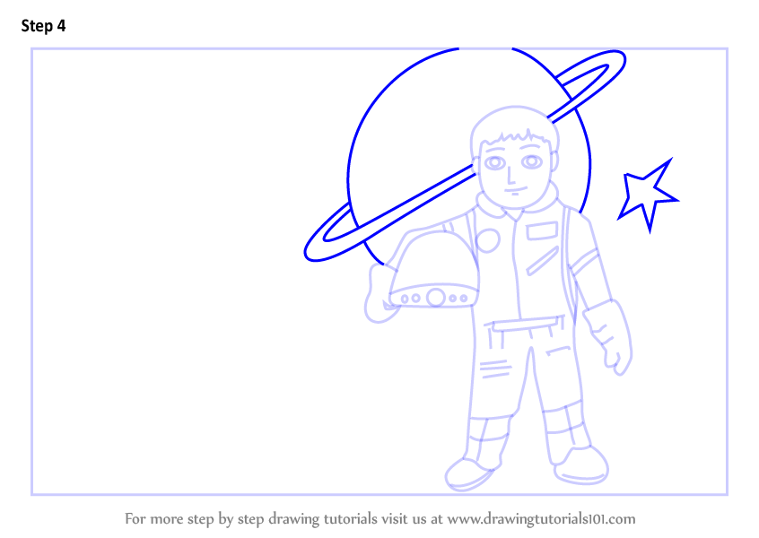 How to Draw an Astronaut in Space Scene (Other Occupations) Step by ...