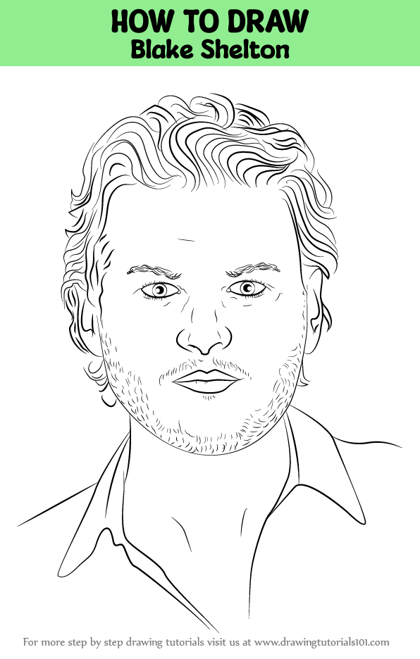 How to Draw Blake Shelton (Singers) Step by Step | DrawingTutorials101.com