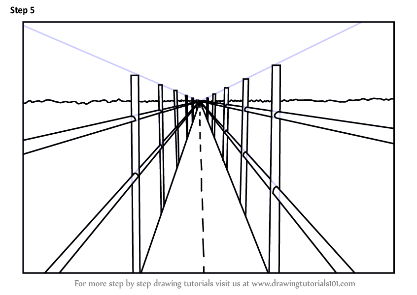 How to Draw One Point Perspective Bridge (One Point Perspective) Step ...