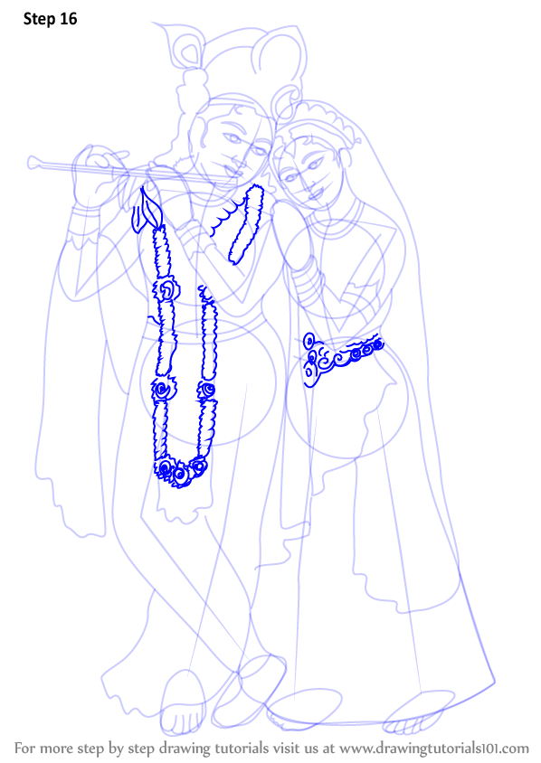 How to Draw Krishan with Radha û Easy Step-by-Step Tutorial ...