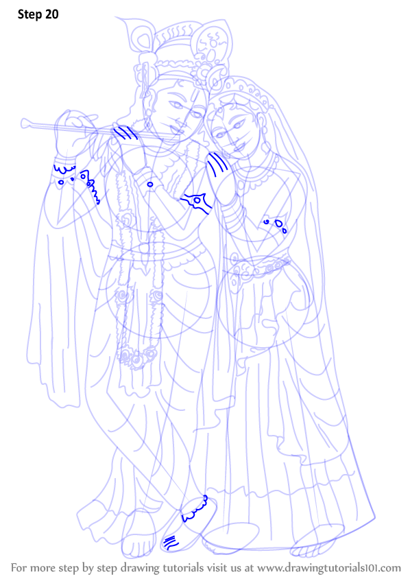 How to Draw Krishan with Radha û Easy Step-by-Step Tutorial ...