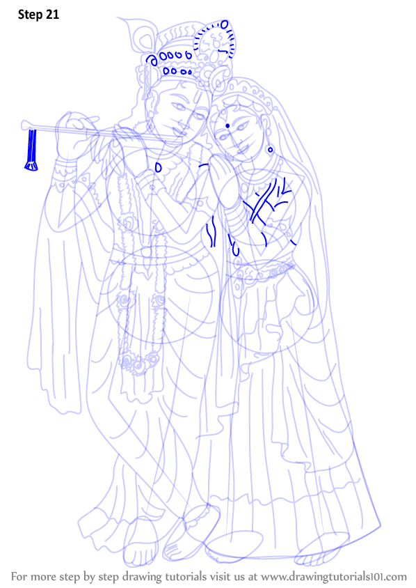 Lord Krishna And Radha Drawing