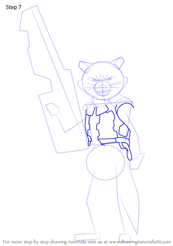 How To Draw Rocket From Guardians Of The Galaxy Easy