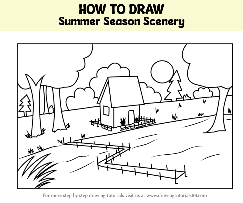 How to Draw Summer Season Scenery (Summer Season) Step by Step ...