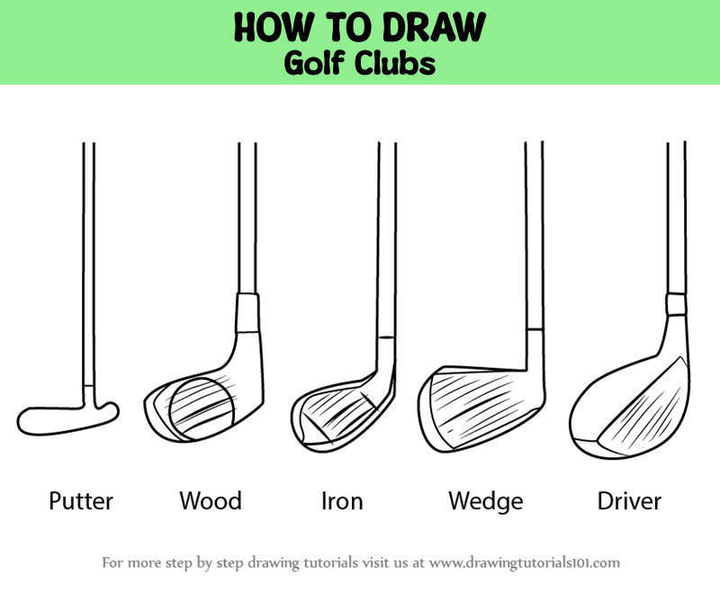 How to Draw Golf Clubs (Golf) Step by Step | DrawingTutorials101.com