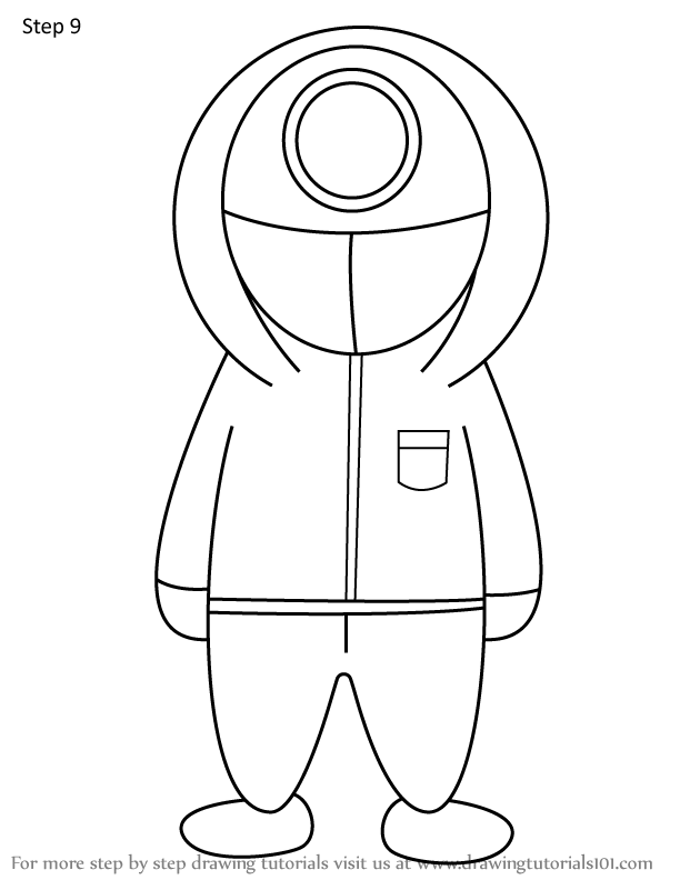 How to Draw Cute Guard from Squid Game - Step-by-Step Tutorial | DrawingTutorials101.com