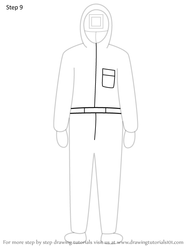 How to Draw Square Guard from Squid Game: Easy Step-by-Step Guide | DrawingTutorials101.com