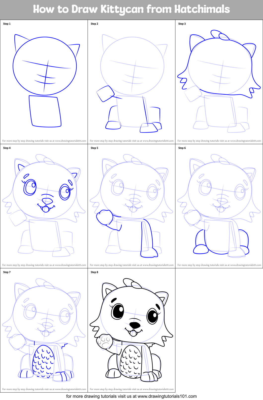 How to Draw Kittycan from Hatchimals (Hatchimals) Step by Step ...