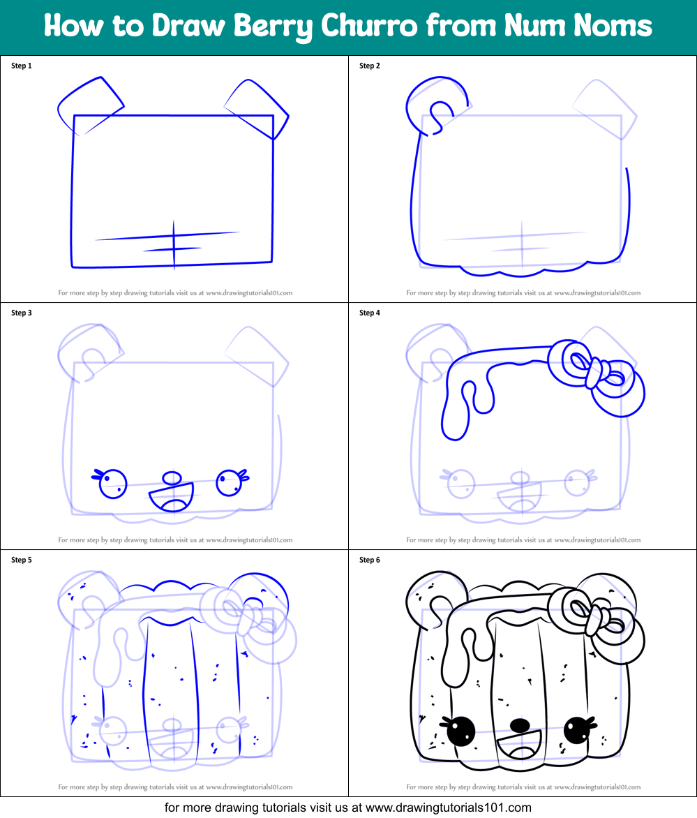 How to Draw Berry Churro from Num Noms (Num Noms) Step by Step ...