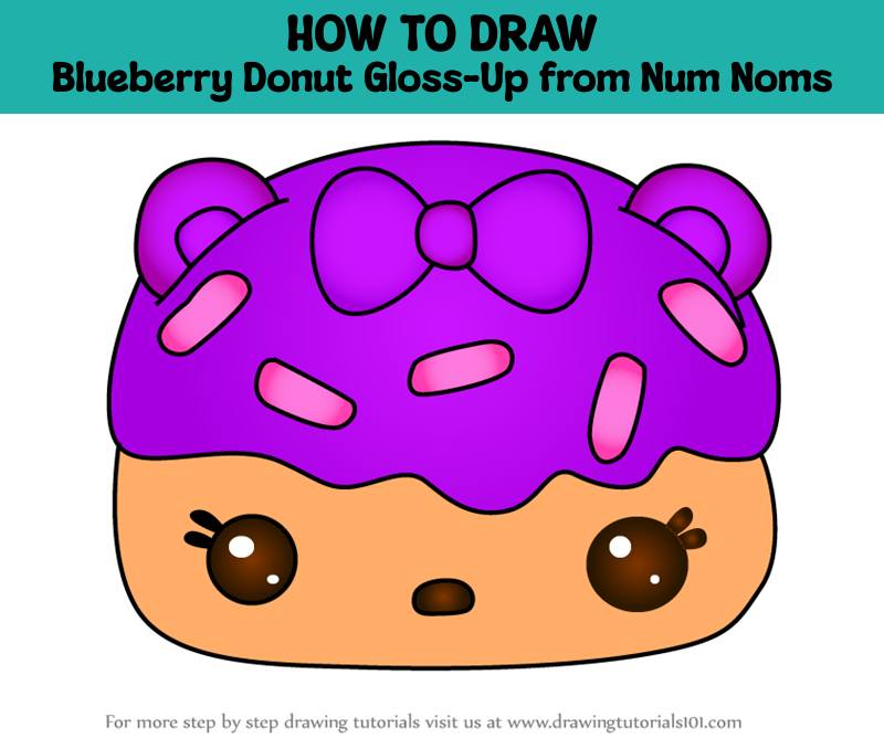 How to Draw Blueberry Donut Gloss-Up from Num Noms (Num Noms) Step by ...