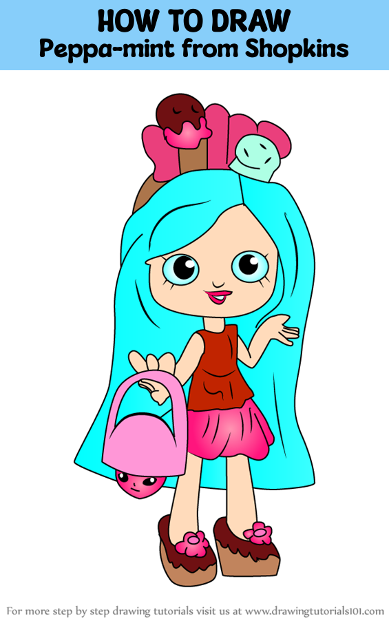 How to Draw Peppa-mint from Shopkins (Shopkins) Step by Step ...