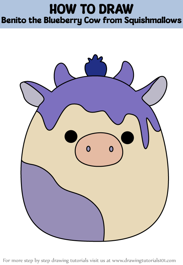 How to Draw Benito the Blueberry Cow from Squishmallows (Squishmallows ...