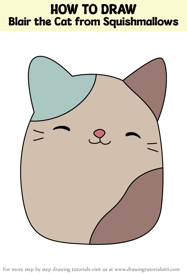 How to Draw Blair the Cat from Squishmallows (Squishmallows) Step by ...