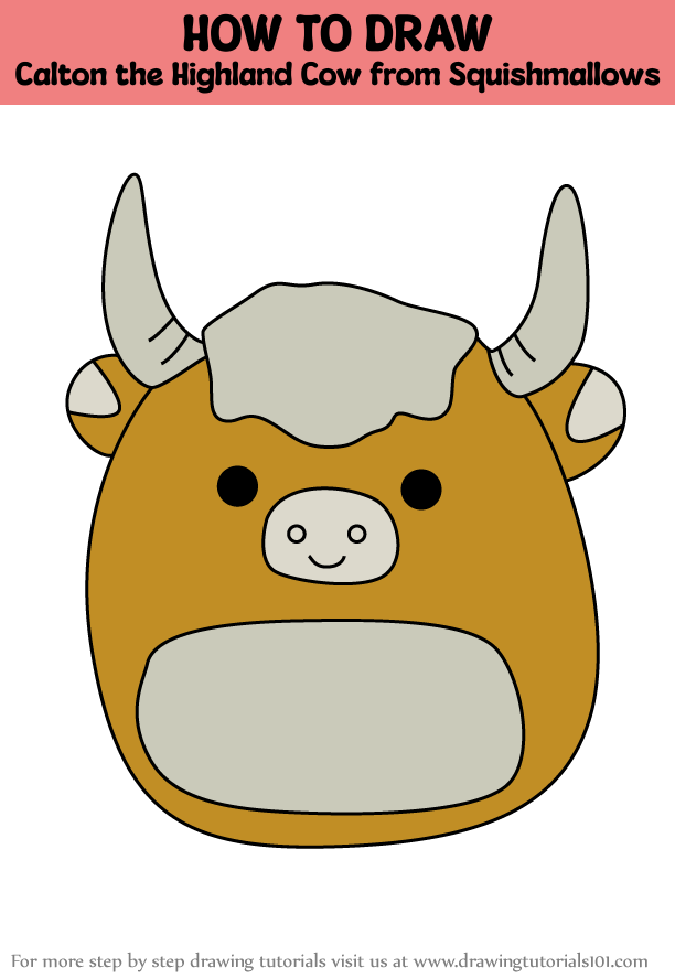 How to Draw Calton the Highland Cow from Squishmallows (Squishmallows ...