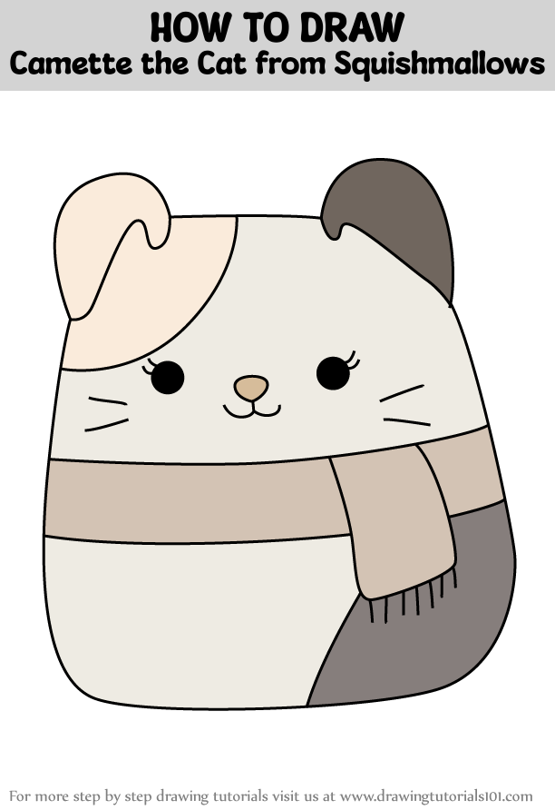 How to Draw Camette the Cat from Squishmallows (Squishmallows) Step by ...