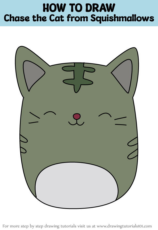 How to Draw Chase the Cat from Squishmallows (Squishmallows) Step by ...