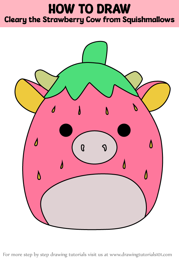 How to Draw Cleary the Strawberry Cow from Squishmallows (Squishmallows ...