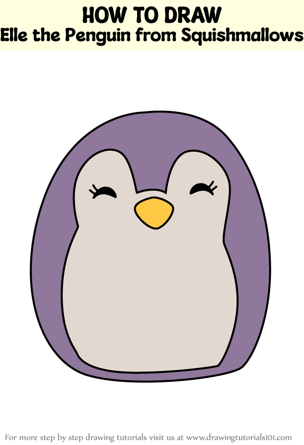 How to Draw Elle the Penguin from Squishmallows (Squishmallows) Step by ...