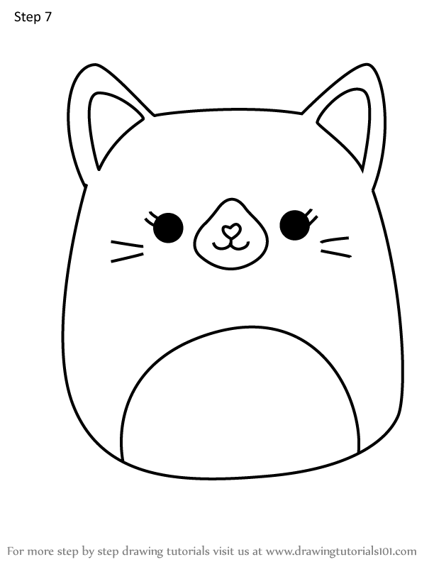 How to Draw Kelsey the Cat from Squishmallows (Squishmallows) Step by ...