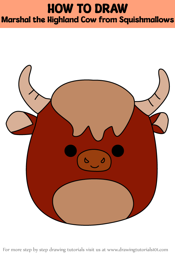 How to Draw Marshal the Highland Cow from Squishmallows (Squishmallows ...