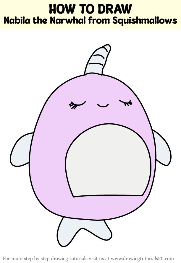 How to Draw Nabila the Narwhal from Squishmallows (Squishmallows) Step ...