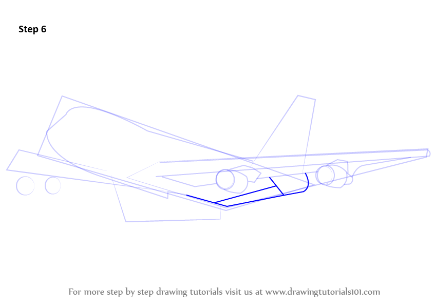 How to Draw a Boeing 747 (Airplanes) Step by Step | DrawingTutorials101.com