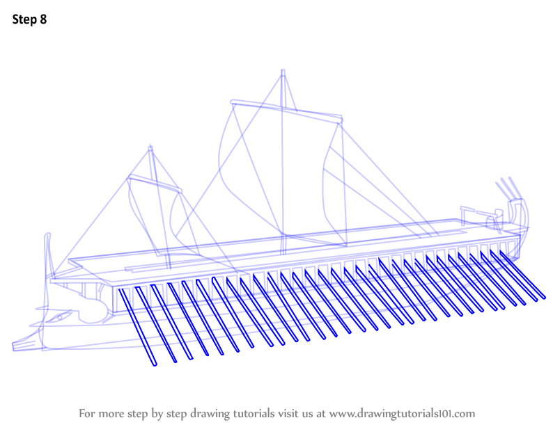 How to Draw Greek Trireme Ship (Battleships) Step by Step ...