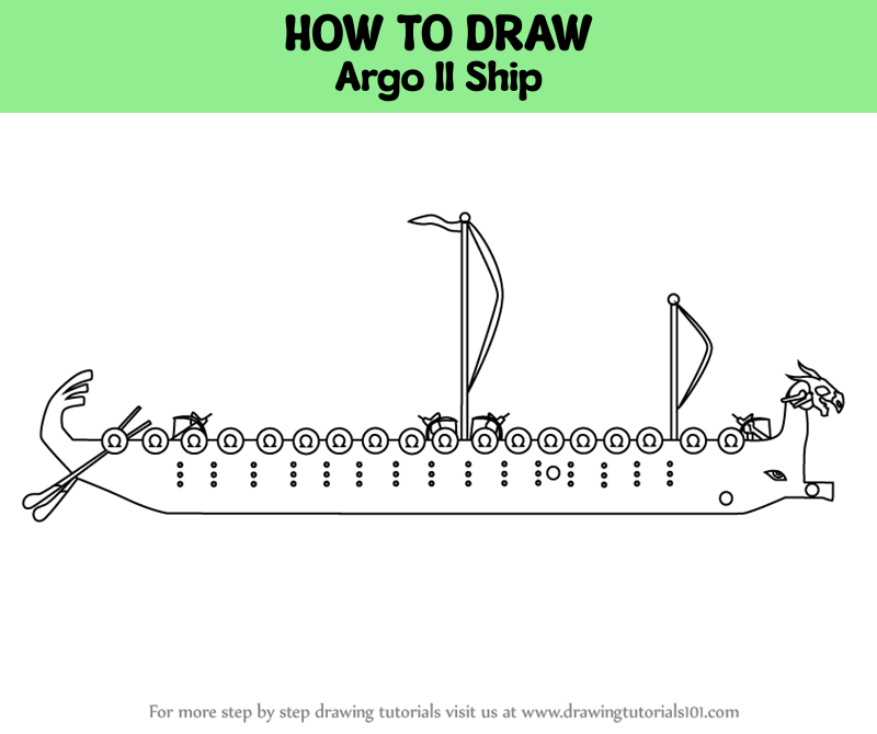How to Draw Argo II Ship (Boats and Ships) Step by Step | DrawingTutorials101.com