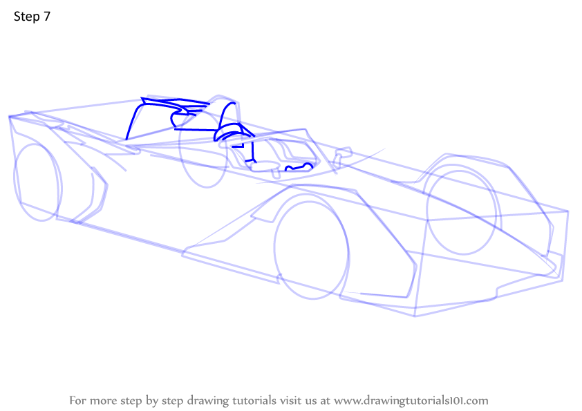 How to Draw Formula E (Sports Cars) Step by Step | DrawingTutorials101.com
