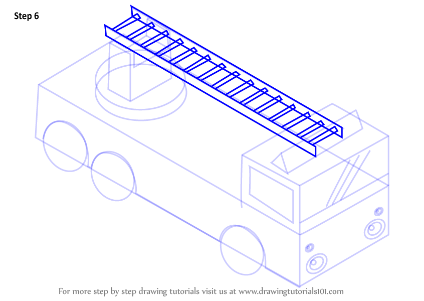 How to Draw Fire truck with Ladder (Trucks) Step by Step ...