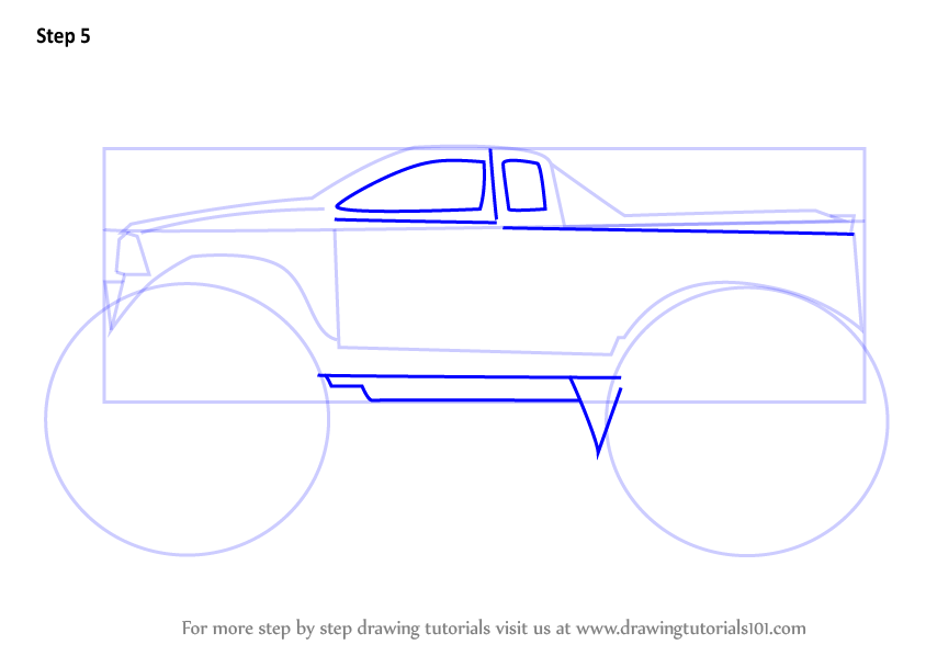 How to Draw a Monster Truck (Trucks) Step by Step | DrawingTutorials101.com