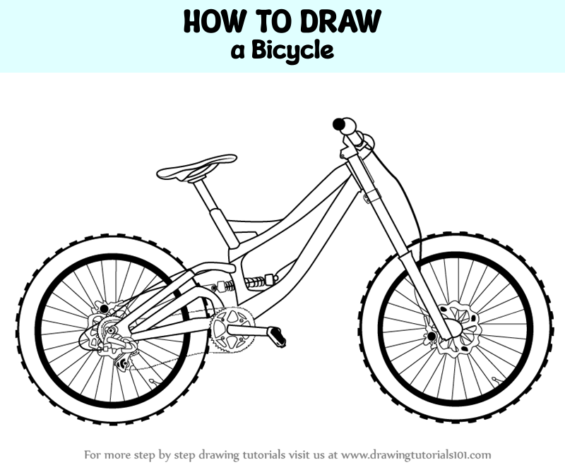 How to Draw a Bicycle (Two Wheelers) Step by Step | DrawingTutorials101.com