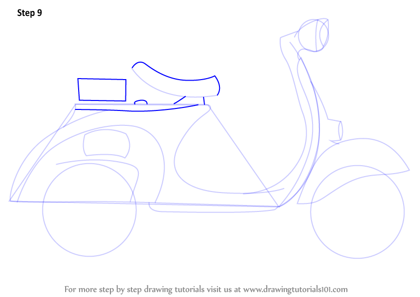 How to Draw a Scooter (Two Wheelers) Step by Step | DrawingTutorials101.com