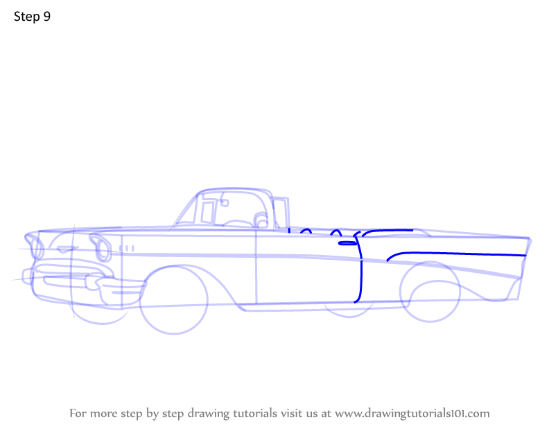 How to Draw 1957 Chevrolet Bel Air (Vintage) Step by Step ...