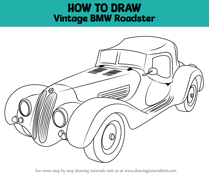 How to Draw Vintage BMW Roadster (Vintage) Step by Step ...