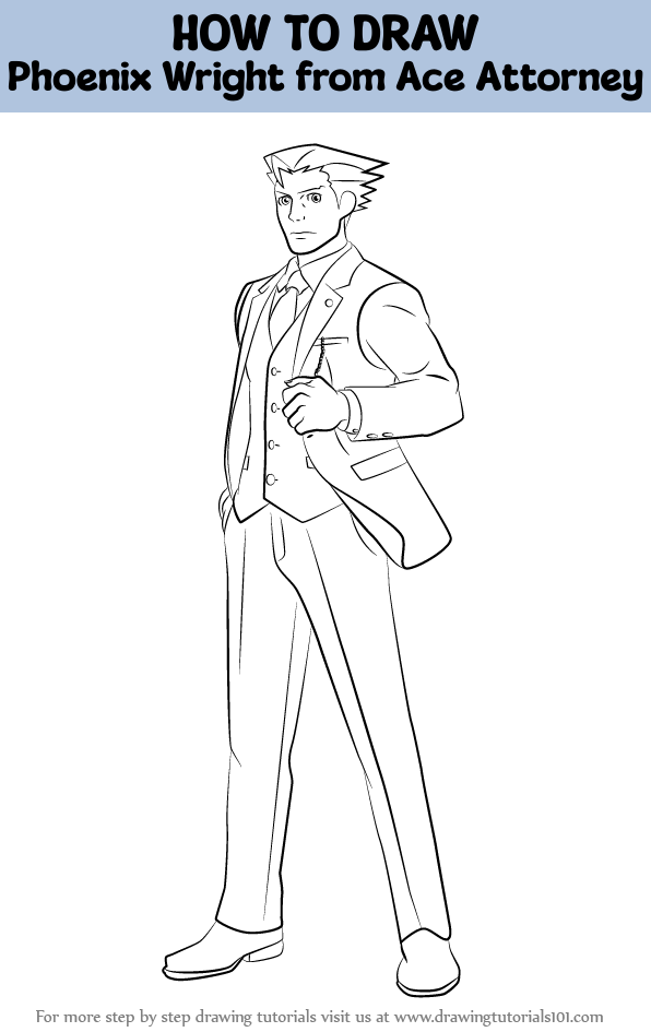 How to Draw Phoenix Wright from Ace Attorney (Ace Attorney) Step by ...