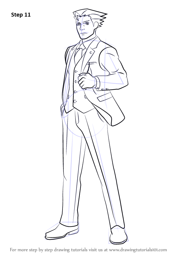 How to Draw Phoenix Wright from Ace Attorney (Ace Attorney) Step by ...