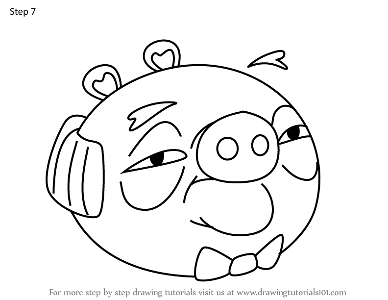 How to Draw Butler Pig from Angry Birds Pigs (Angry Birds Pigs) Step by ...