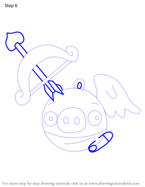 How to Draw Cupid Pig from Angry Birds Pigs (Angry Birds Pigs) Step by ...