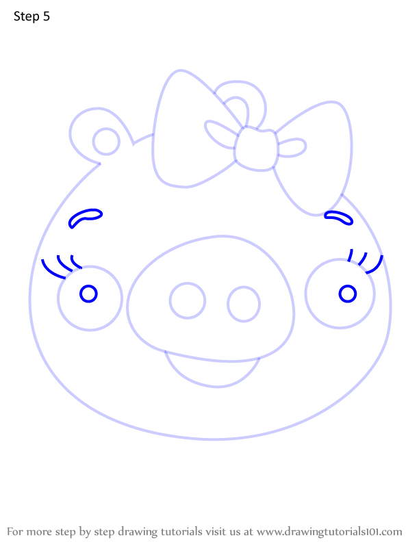 How to Draw Female Pig from Angry Birds Pigs (Angry Birds Pigs) Step by ...
