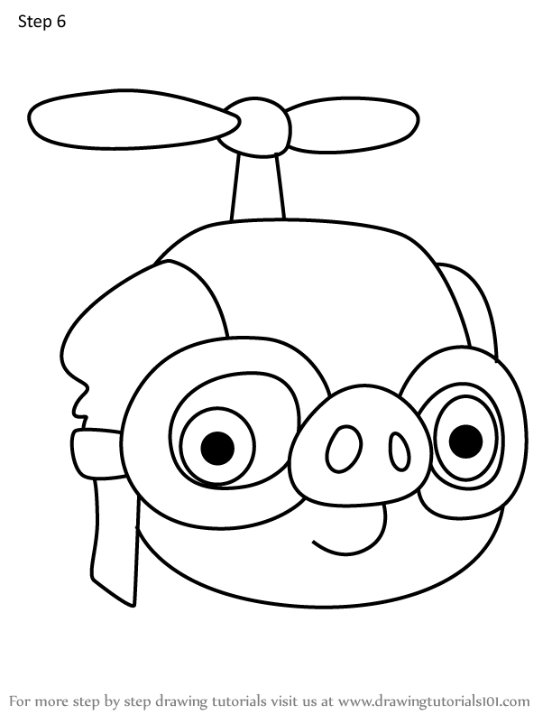 How to Draw Helipigs from Angry Birds Pigs (Angry Birds Pigs) Step by ...