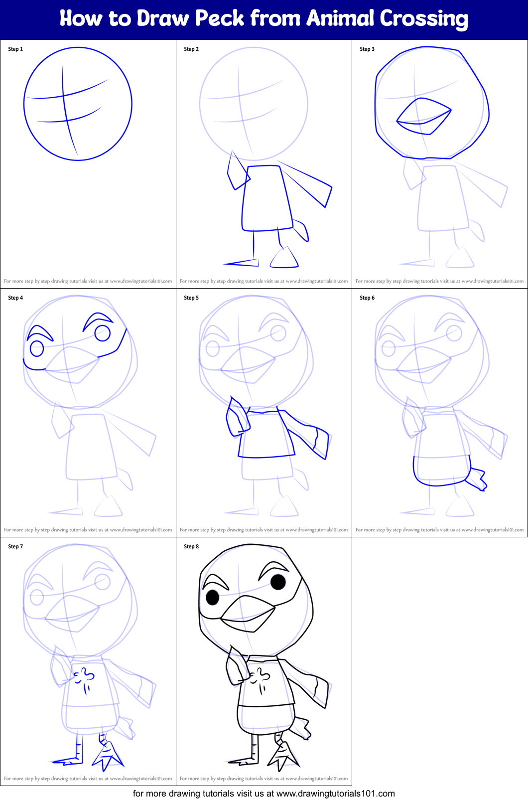 How to Draw Peck from Animal Crossing (Animal Crossing) Step by Step ...