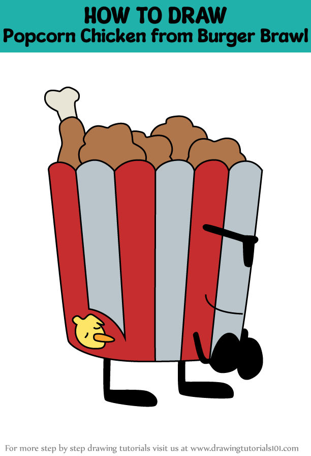 How to Draw Popcorn Chicken from Burger Brawl (Burger Brawl) Step by ...